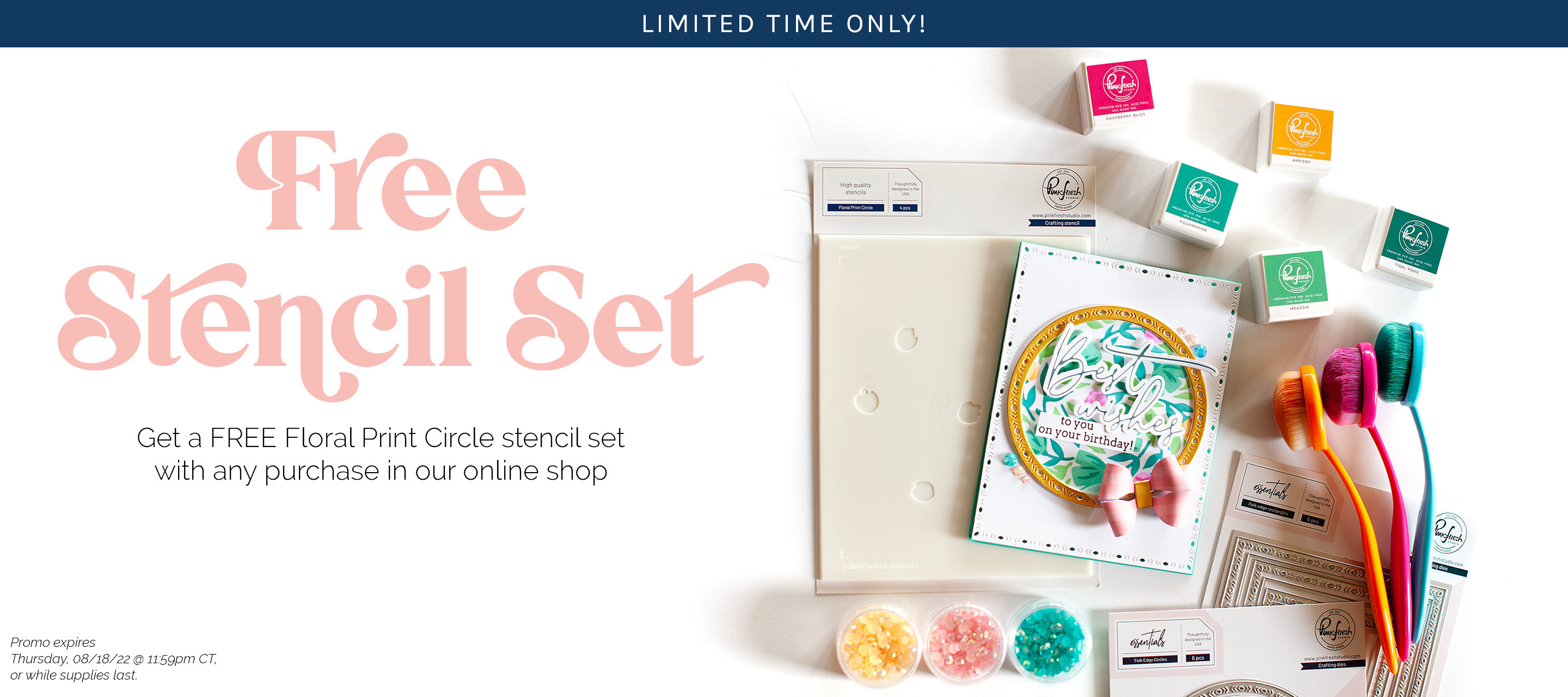 FREE Pinkfresh Studio Floral Print Circle stencil set with purchase ...